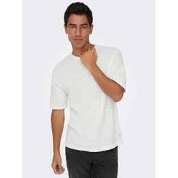 Only & Sons Rundhalspullover ONLY & SONS "ONSGIVO REG 12 SS CREW KNIT NOOS", Herren, Gr. M, cloud dancer, Strick, Obermaterial: 100% Baumwolle, unifarben, regular fit normal, Rundhals, Pullover Rundhalspullover, Baumwolle, kurzer Arm, normal geschnitten