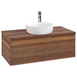 Villeroy & Boch Villeroy und Boch Antao Waschtisch-Unterschrank L31052HM mit Beleuchtung, 100x36x50cm, Hahnloch, Waschbeckenplattenfarbe warm walnut, warm walnut