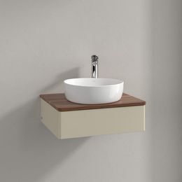 Villeroy & Boch Villeroy und Boch Antao Waschtisch-Unterschrank K07052HJ 60x19x50cm, Hahnloch, Waschbeckenplattenfarbe warm walnut, silk grey matt lacquer