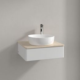 Villeroy & Boch Villeroy und Boch Antao Waschtisch-Unterschrank K07053GF 60x19x50cm, Hahnloch, Waschbeckenplattenfarbe botticino, glossy white lacquer