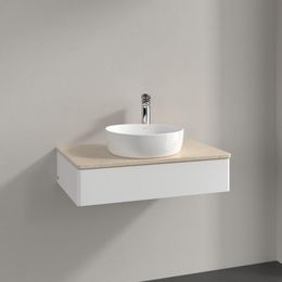Villeroy & Boch Villeroy und Boch Antao Waschtisch-Unterschrank K08053MT 80x19x50cm, Hahnloch, Waschbeckenplattenfarbe botticino, white matt lacquer