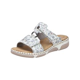 Pantolette Rieker "Rieker Pantoletten Lederimitat", Damen, Gr. 37, hellgrau, Lederimitat, Schuhe Pantolette