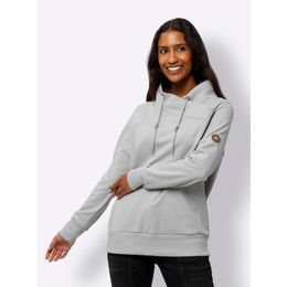 Sweatshirt Heine, Damen, Gr. 38, grau (hellgrau), 50% Baumwolle, 50% Polyester, unifarben, Rundhals, Sweatshirts Sweatshirt