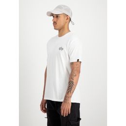 T-Shirt Alpha Industries "Signature Backprint T-Shirt", Herren, Gr. L, wei&szlig;, Obermaterial: 100% Baumwolle, Shirts T-Shirt