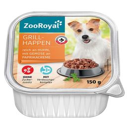 ZooRoyal Grillhappen reich an Huhn Hunde-Nassfutter ohne Zuckerzusatz 11x150g