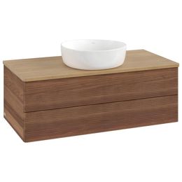 Villeroy & Boch Villeroy und Boch Antao Waschtisch-Unterschrank L20111HM mit Beleuchtung mit Struktur, 100x36x50cm, Waschbeckenplattenfarbe honey oak, warm walnut