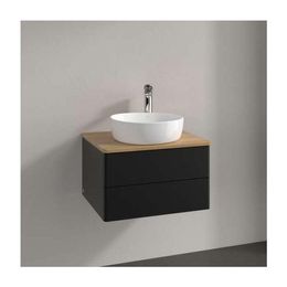 Villeroy & Boch Villeroy und Boch Antao Waschtisch-Unterschrank K18051PD 60x36x50cm, Hahnloch, Waschbeckenplattenfarbe honey oak, black matt lacquer