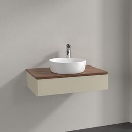 Villeroy & Boch Villeroy und Boch Antao Waschtisch-Unterschrank K08052HJ 80x19x50cm, Hahnloch, Waschbeckenplattenfarbe warm walnut, silk grey matt lacquer