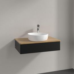 Villeroy & Boch Villeroy und Boch Antao Waschtisch-Unterschrank K08051PD 80x19x50cm, Hahnloch, Waschbeckenplattenfarbe honey oak, black matt lacquer