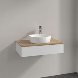 Villeroy & Boch Villeroy und Boch Antao Waschtisch-Unterschrank K08051GF 80x19x50cm, Hahnloch, Waschbeckenplattenfarbe honey oak, glossy white lacquer