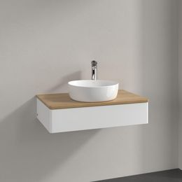 Villeroy & Boch Villeroy und Boch Antao Waschtisch-Unterschrank K08051MT 80x19x50cm, Hahnloch, Waschbeckenplattenfarbe honey oak, white matt lacquer