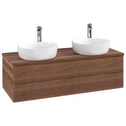 Villeroy & Boch Villeroy und Boch Antao Waschtisch-Unterschrank K24152HM 120x36x50cm, Hahnloch, Waschbeckenplattenfarbe warm walnut, warm walnut