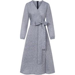 FELICITAS Leinen-Wickelkleid Kari Blau (Gr&ouml;&szlig;e: L)