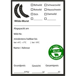wilde-aufkleber.de Wildbret-Aufkleber f&uuml;r Wurst 25 St&uuml;ck