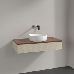 Villeroy & Boch Villeroy und Boch Antao Waschtisch-Unterschrank K09112HJ 100x19x50cm, Waschbeckenplattenfarbe warm walnut, silk grey matt lacquer