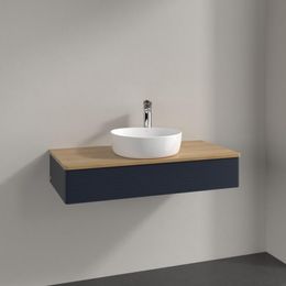 Villeroy & Boch Villeroy und Boch Antao Waschtisch-Unterschrank K09151HG 100x19x50cm, Hahnloch, Waschbeckenplattenfarbe honey oak, midnight blue matt lacquer
