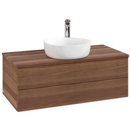 Villeroy & Boch Villeroy und Boch Antao Waschtisch-Unterschrank L20152HM mit Beleuchtung mit Struktur, 100x36x50cm, Hahnloch, Waschbeckenplattenfarbe warm walnut, warm walnut