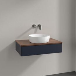 Villeroy & Boch Villeroy und Boch Antao Waschtisch-Unterschrank K08012HG 80x19x50cm, Waschbeckenplattenfarbe warm walnut, midnight blue matt lacquer