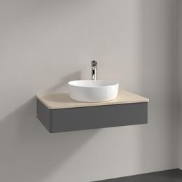 Villeroy & Boch Villeroy und Boch Antao Waschtisch-Unterschrank K08053GK 80x19x50cm, Hahnloch, Waschbeckenplattenfarbe botticino, anthracite matt lacquer