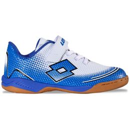 Hallenschuh Lotto, M&auml;dchen, Gr. 25, blau, wei&szlig;, Synthetik, mehrfarbig, Schuhe Hallenschuh, - Indoor Sportschuhe mit nicht abf&auml;rbender Sohle