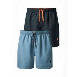 Badeshorts MCS "MCS Swim shorts MCGarland 2-pack", Herren, Gr. L, Normalgr&ouml;&szlig;en, blau (schwarz sapphire, captains blau), Obermaterial: 100% Polyester, Badehosen Badeshorts