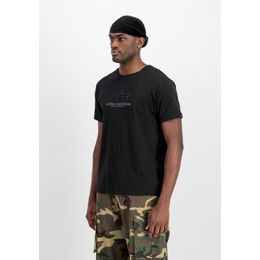 T-Shirt Alpha Industries "Basic T-Shirt BL Rubber", Herren, Gr. L, schwarz, grau, Obermaterial: 90% Baumwolle, 10% Polyester, Shirts T-Shirt
