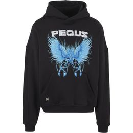 Kapuzensweatshirt PEQUS "PEQUS PEQUS Blue Angel Graphic Hoodie", Herren, Gr. L, schwarz, 100% Baumwolle, bedruckt, Sweatshirts