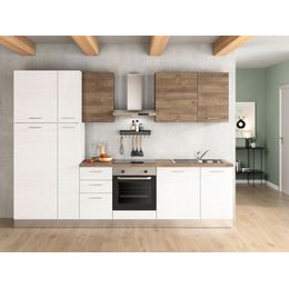 K&uuml;chenblock Dafne 300 m. Ger&auml;t Wei&szlig;/Eichefarben
