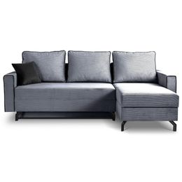 Ecksofa Marti Blaugrau mit Schlaffunktion