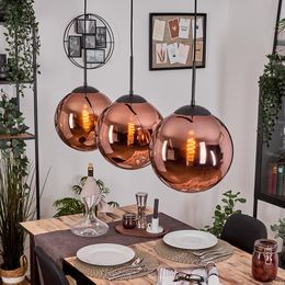 hofstein Gastor H&auml;ngeleuchte Glas 30 cm Kupferfarben, 3-flammig