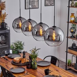 hofstein Koyoto H&auml;ngeleuchte Glas 30 cm Klar, Rauchfarben, 4-flammig