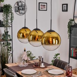 hofstein Gastor H&auml;ngeleuchte Glas 30 cm Gold, Klar, 3-flammig