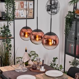 hofstein Gastor H&auml;ngeleuchte Glas 20 cm Klar, Kupferfarben, 3-flammig