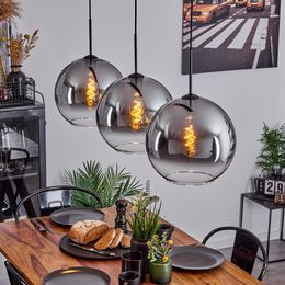 hofstein Koyoto H&auml;ngeleuchte Glas 30 cm Klar, Rauchfarben, 3-flammig
