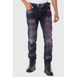 Cipo & Baxx Slim-fit-Jeans CIPO & BAXX "Jeans", Herren, Gr. 36, L&auml;nge 34, blau, 99% Baumwolle, 1% Elasthan, unifarben, slim fit lang, Jeans Slim-fit-Jeans, mit farbigen Ziern&auml;hten