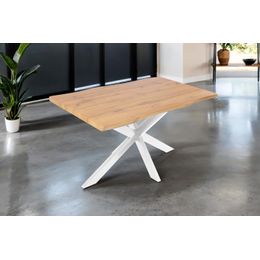 Esstisch JOSY / wildeichenfarben / 140x80 / Spider-Gestell Wei&szlig;