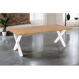Esstisch JOSY / wildeichenfarben / 240x100 / X-Gestell Wei&szlig;