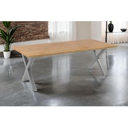 Esstisch JOSY / wildeichenfarben / 240x100 / X-Gestell Silber