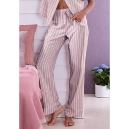 Pyjamahose Lascana, Damen, Gr. 34, N-Gr, rosa (altrosa gestreift), Web, Obermaterial: 100% Viskose, gestreift, l&auml;ssig geschnitten, Hosen Pyjamahose, in weiter Form