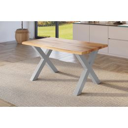 Esstisch Julius / Holz Wildeiche-Optik / 160x85 / X-Gestell Silber