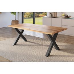 Esstisch Julius / Holz Wildeiche-Optik / 220x100 / X-Gestell Schwarz