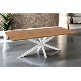 Esstisch JOSY / wildeichenfarben / 240x100 / Spider-Gestell Wei&szlig;