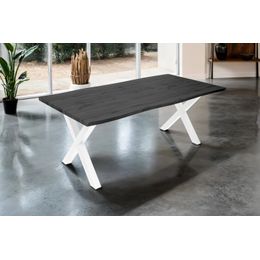 Esstisch JOSY / graufarben / 200x100 / X-Gestell Wei&szlig;
