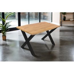 Esstisch JOSY / wildeichenfarben / 120x80 / X-Gestell Schwarz