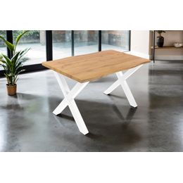 Esstisch JOSY / wildeichenfarben / 140x80 / X-Gestell Wei&szlig;
