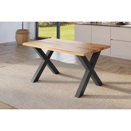 Esstisch Julius / Holz Wildeiche-Optik / 160x85 / X-Gestell Schwarz
