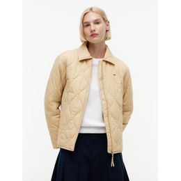 Steppjacke Tommy Jeans "TJW COACH COLLAR QUILTED JACKET", Damen, Gr. L (42/44), gentle gold, Steppware, Obermaterial: 100% Nylon, unifarben, normal, Jacken Steppjacke, Kunstfaser, Flag-Stickerei