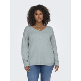 V-Ausschnitt-Pullover Only CARMAKOMA "CARMARGARETA LS PULLOVER KNT NOOS", Damen, Gr. L, arona detail:melange, Strick, Obermaterial: 50% Viskose, 27% Nylon, 23% Polyester, meliert, normal normal, V-Ausschnitt, Rippstrickb&uuml;ndchen, Pullover, Viskosemischung, regular fit