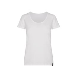 T-Shirt TRIGEMA "TRIGEMA Rundhalsshirt aus Viskose", Damen, Gr. L, wei&szlig;, Single Jersey, 94% Viskose, 6% Elastan, Basic, lang, ohne Ausschnitt, Shirts T-Shirt