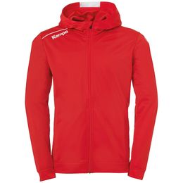 Trainingsjacke Kempa "Trainingsjacke PLAYER HOOD JACKET Kids", M&auml;dchen, Gr. 116, rot (rot, wei&szlig;), Obermaterial: 100% Polyester PES., Jacken Trainingsjacke